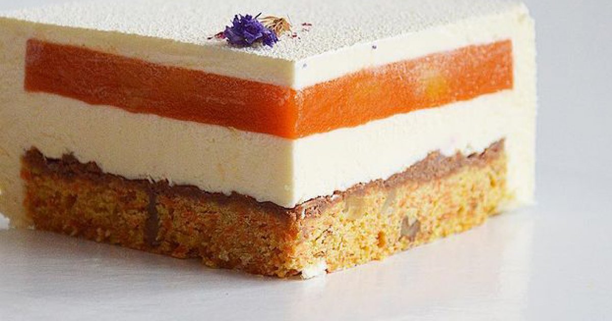 Carrot, mango, cream cheese & saffron mousse cake recipe - Dessert School